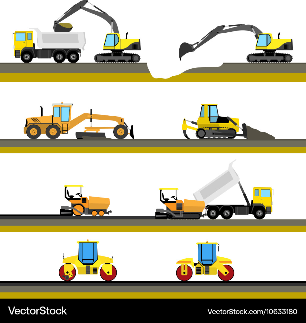 Set of seamless horizontal road construction Vector Image