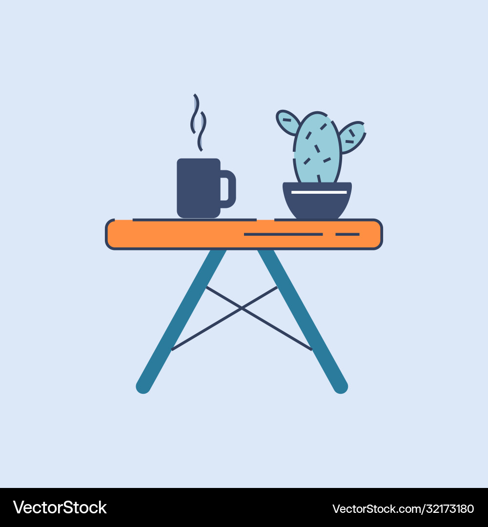 Small coffee table semi flat rgb color Royalty Free Vector