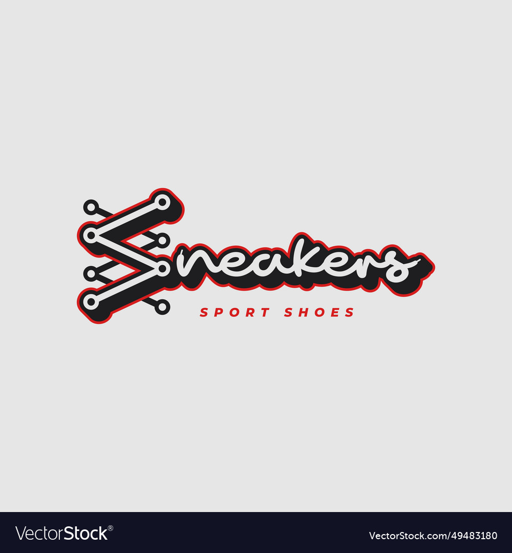 Sneakers lettering logo sport shoes laces Vector Image