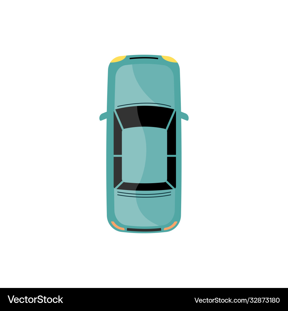 Teal blue color car from top view Royalty Free Vector Image