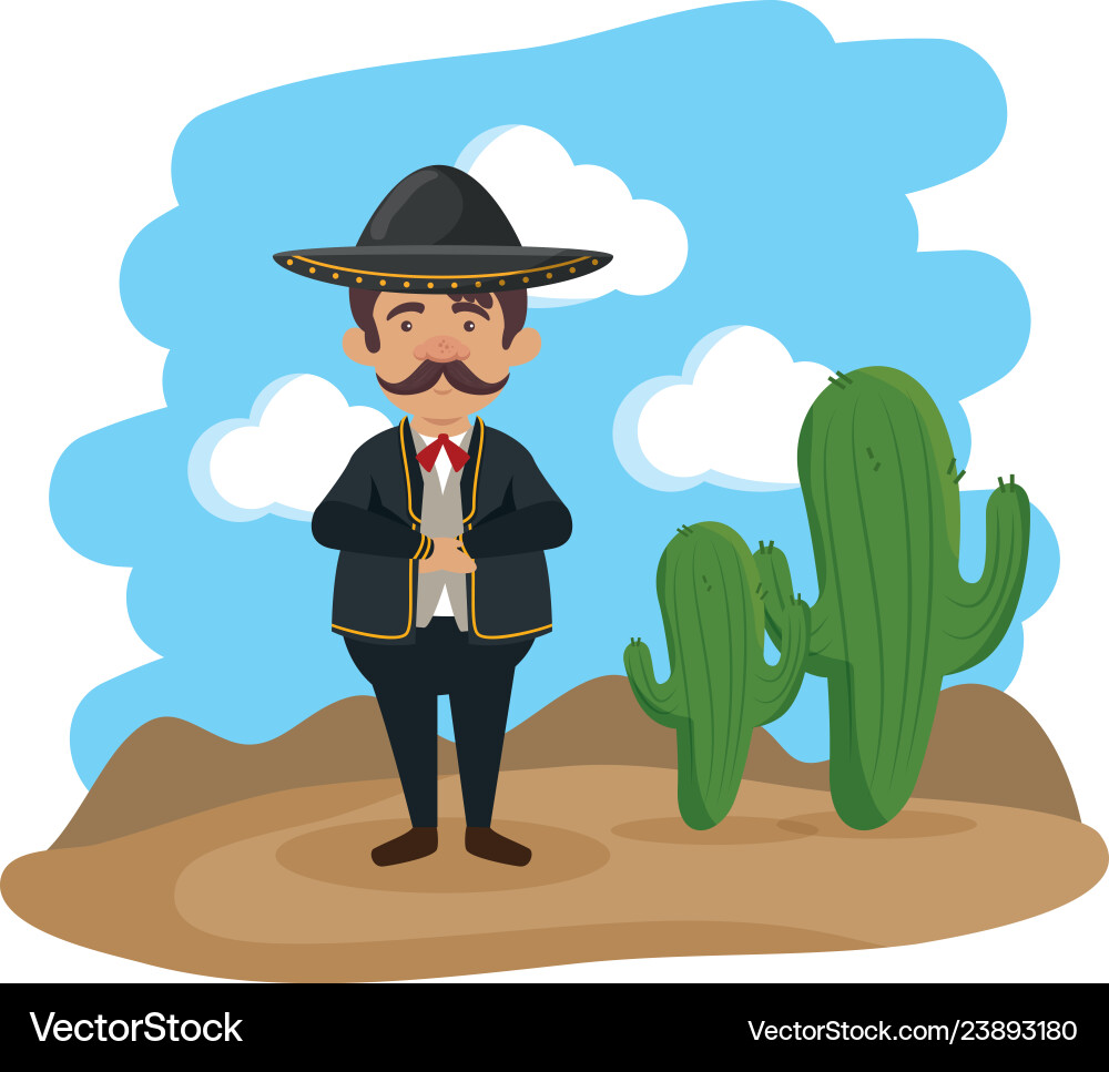 Traditional mexican mariachi character Royalty Free Vector