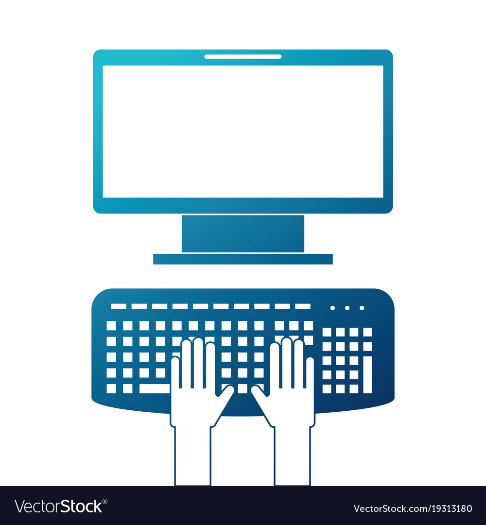 User with computer desktop Royalty Free Vector Image