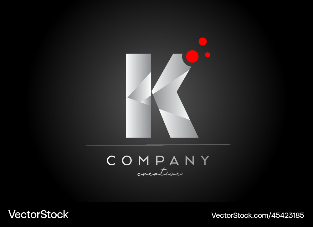 Black k alphabet letter logo icon with red dot Vector Image