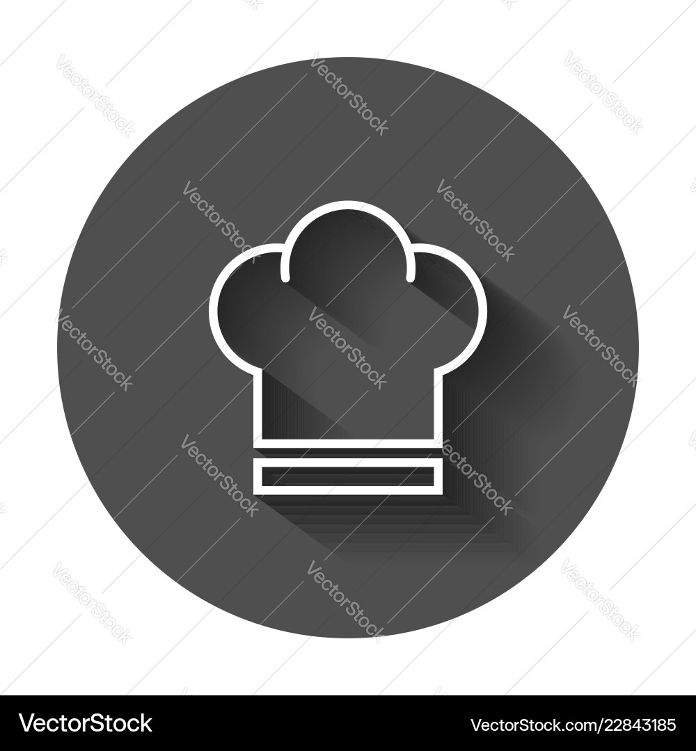 Chef hat icon in flat style cooker cap with long Vector Image