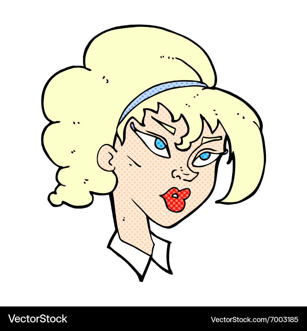 Comic cartoon pretty woman Royalty Free Vector Image