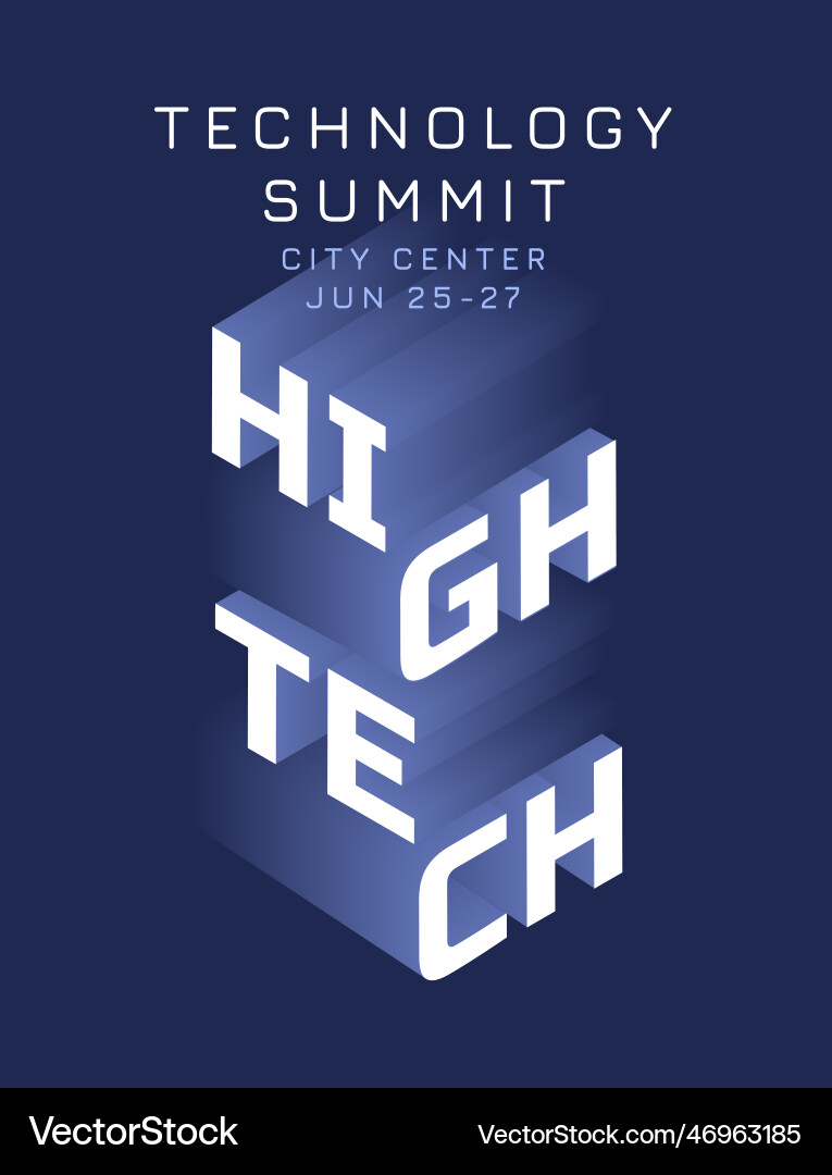 Hi-tech poster card or flyer design huge 3d Vector Image