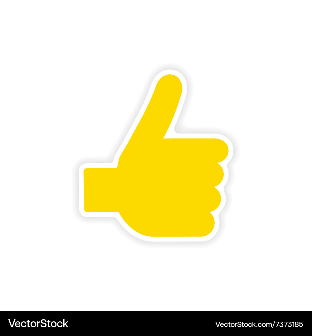 Icon sticker realistic design on paper hand finger