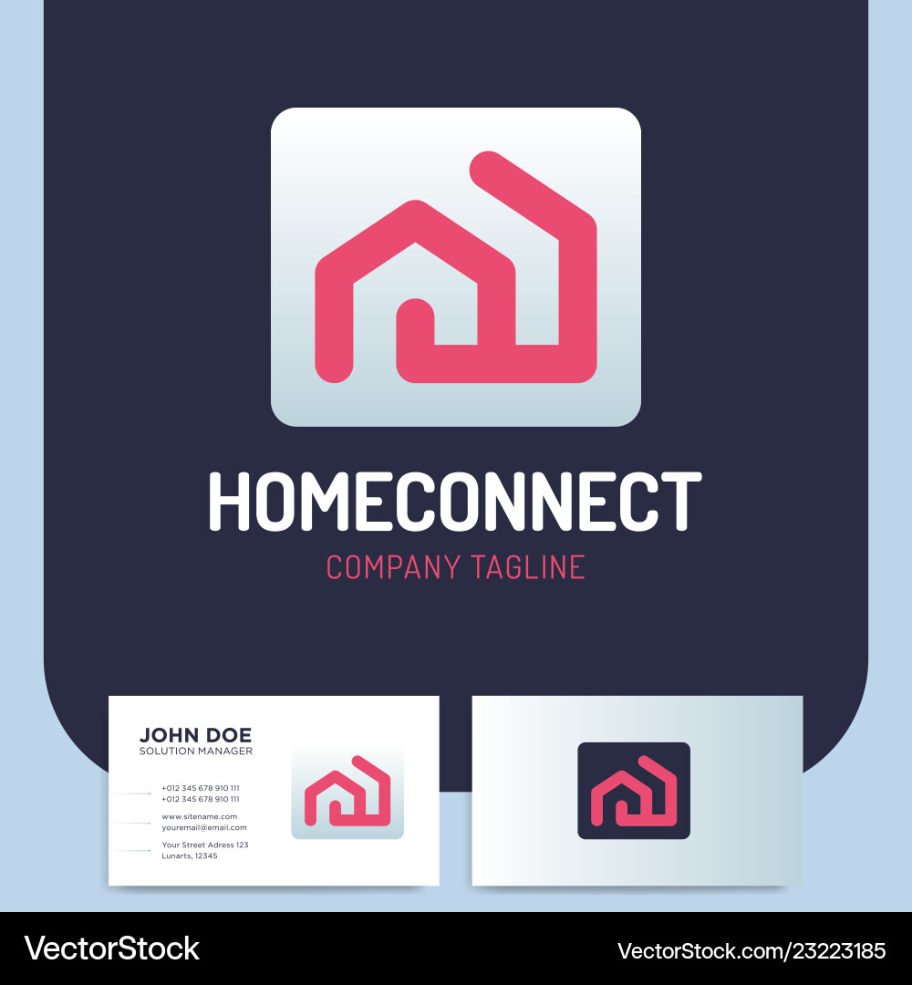Isolated two line style home connect logo Vector Image