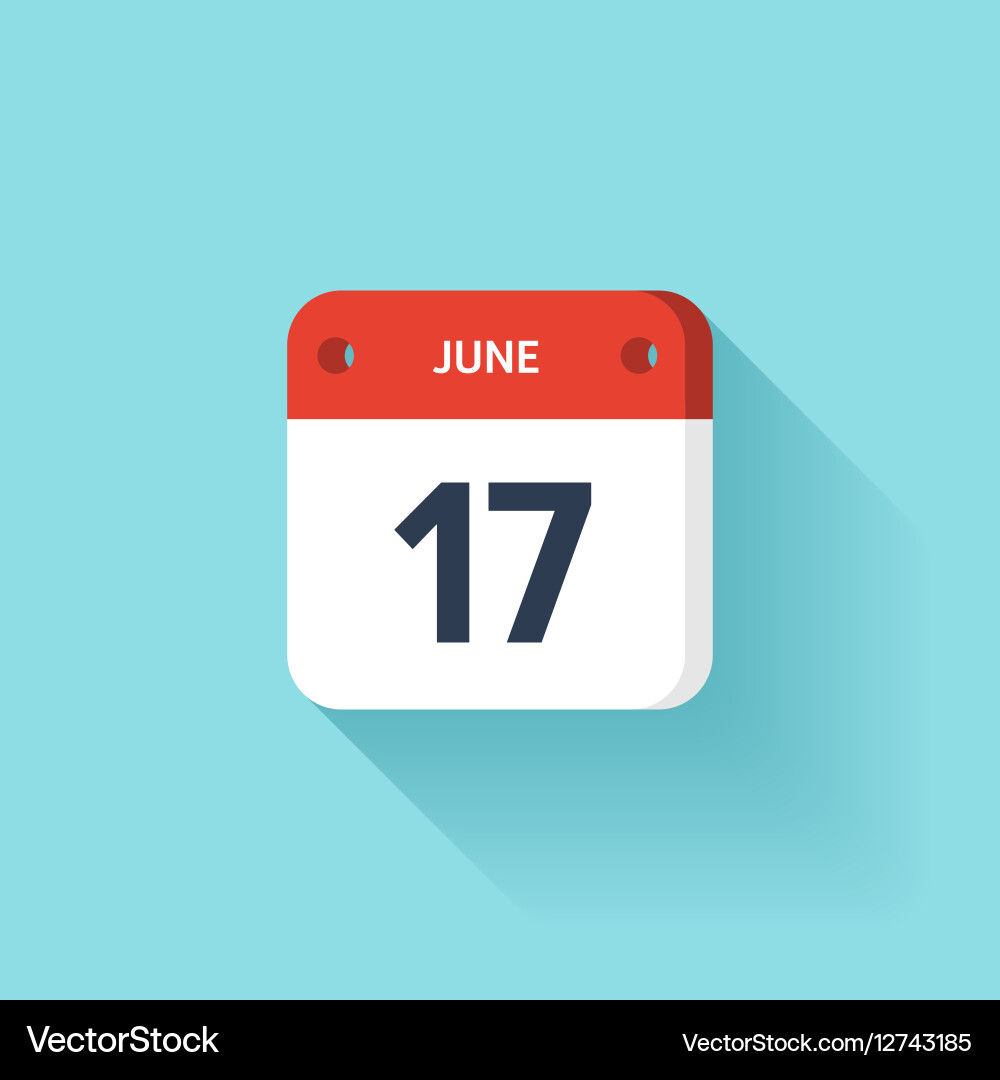 June 17 isometric calendar icon with shadow Vector Image