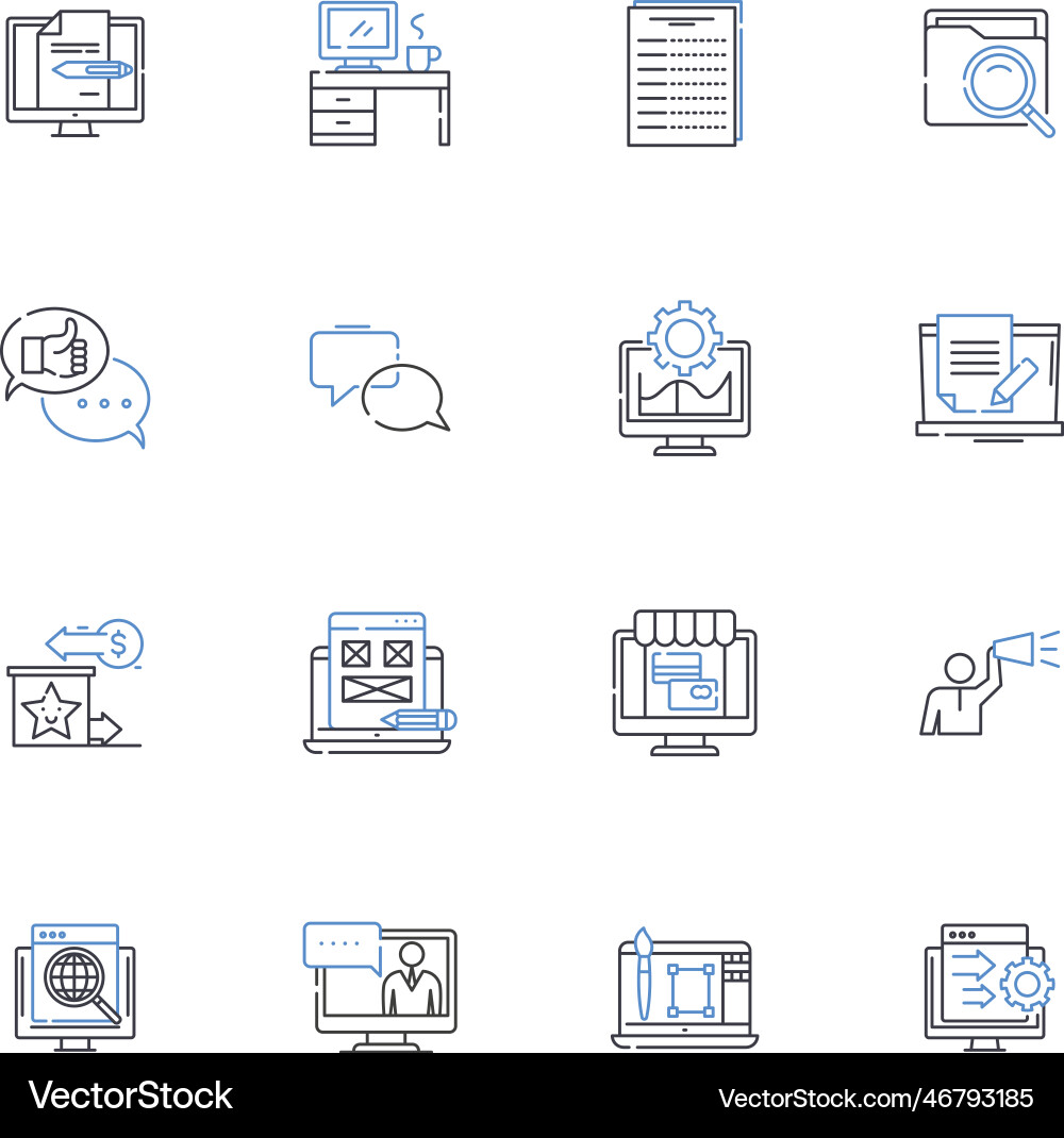 Lead generation line icons collection prospecting Vector Image