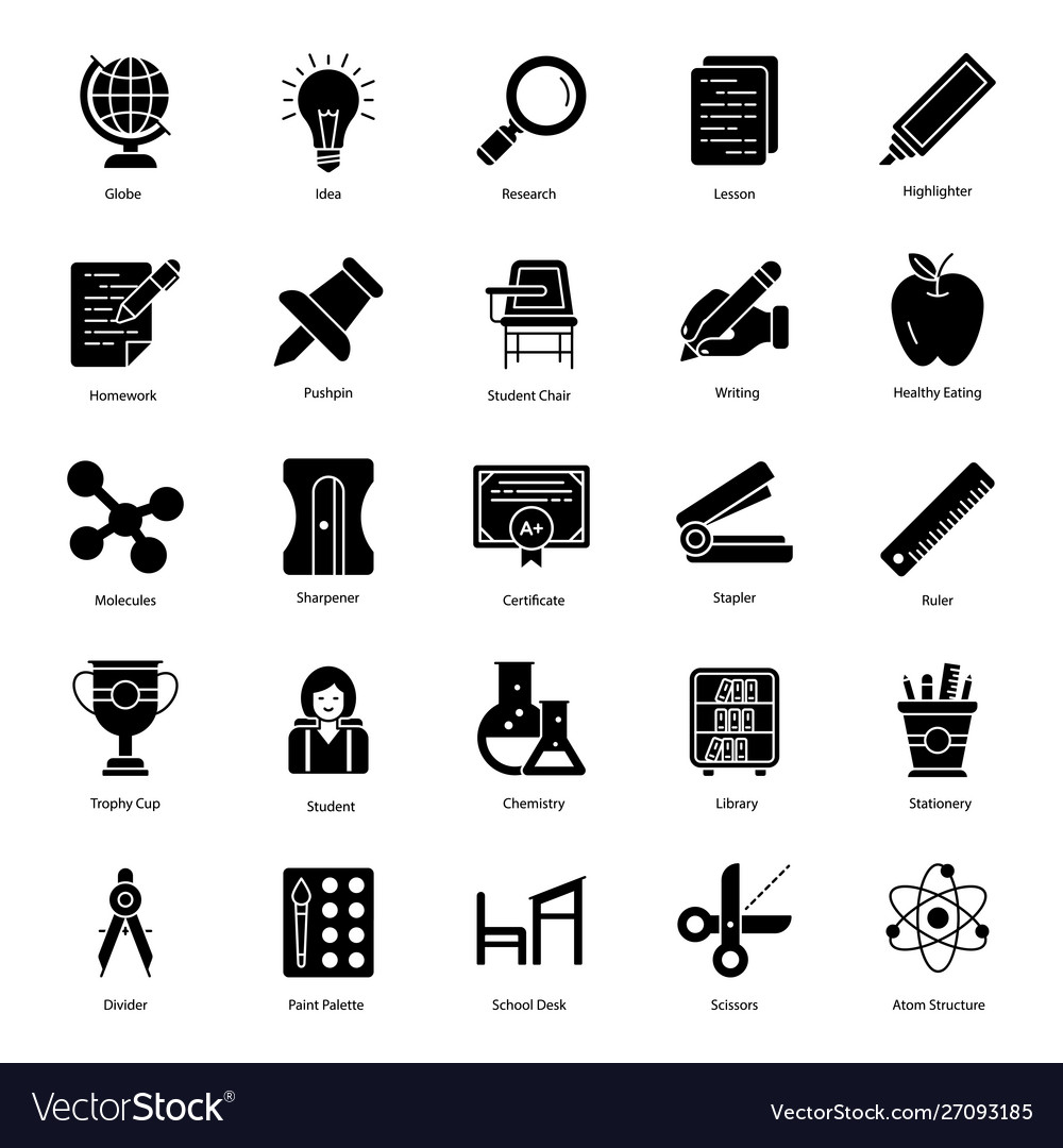 Learning tools icon pack Royalty Free Vector Image