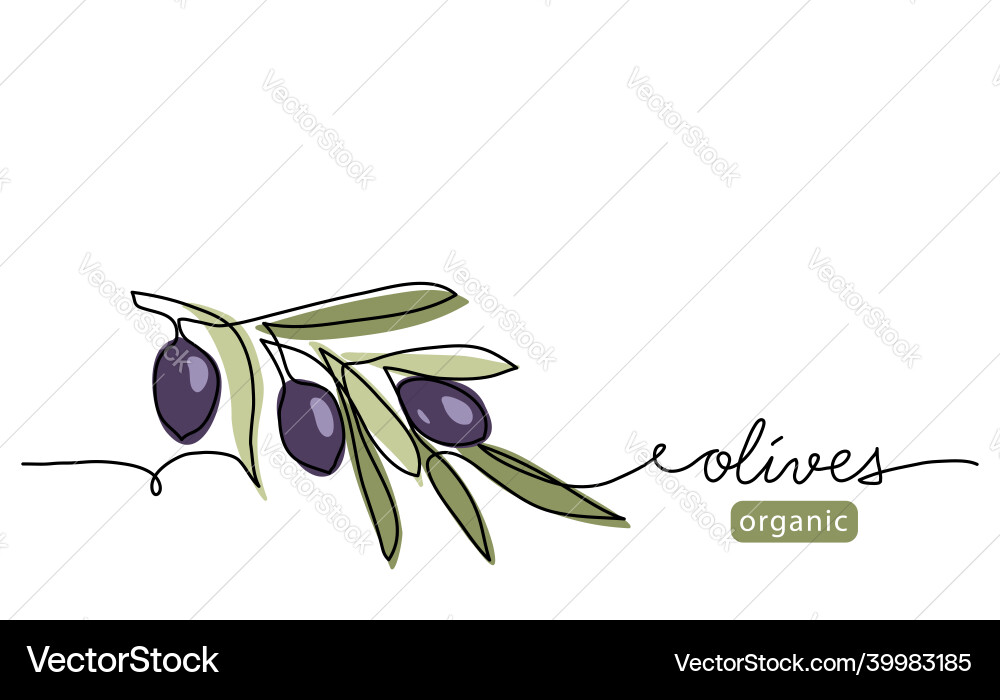Olive branch with black olives simple Royalty Free Vector