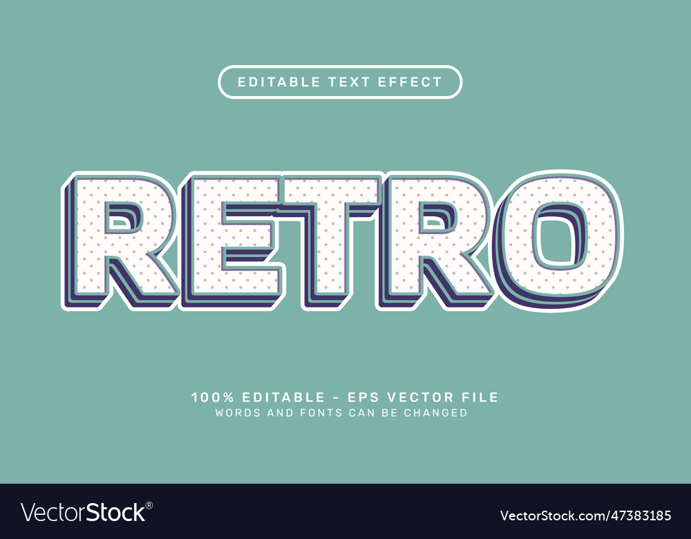 Retro color 3d text effect and editable text Vector Image