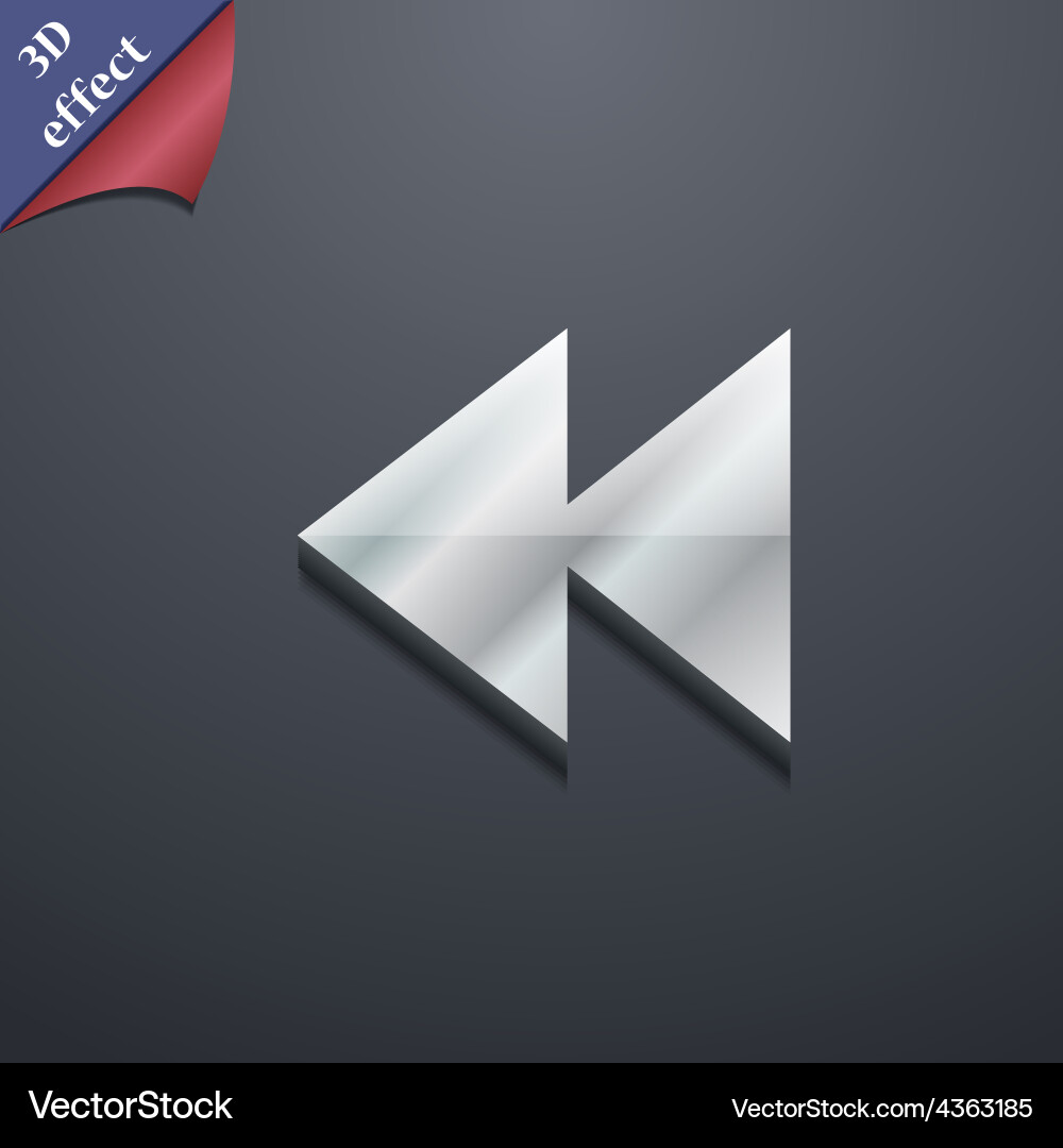 Rewind icon symbol 3d style trendy modern design Vector Image