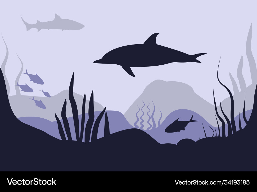 Seabed in abstract style sea landscape flat Vector Image