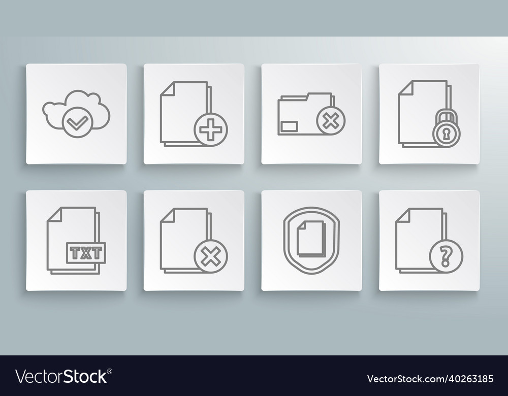 Set Line Txt File Document Add New Delete Vector Image 9561