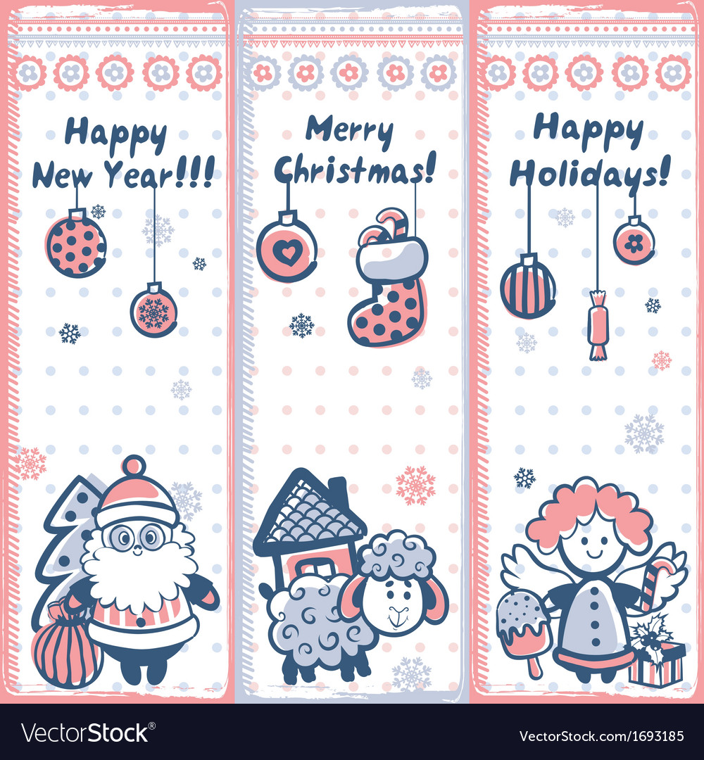 Vintage christmas set design elements Royalty Free Vector