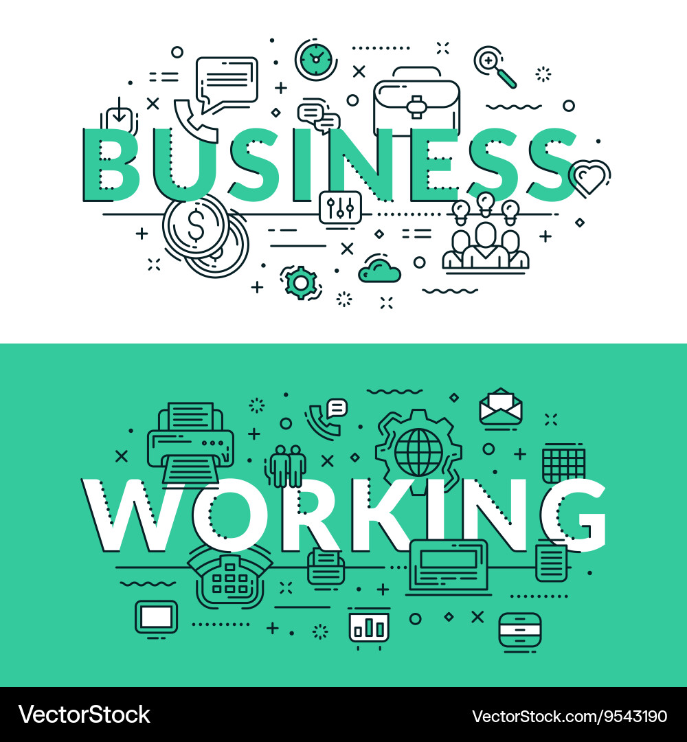 Business and working related icons colored flat Vector Image