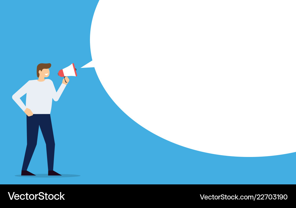 Businessman with loudspeaker and blank speech Vector Image