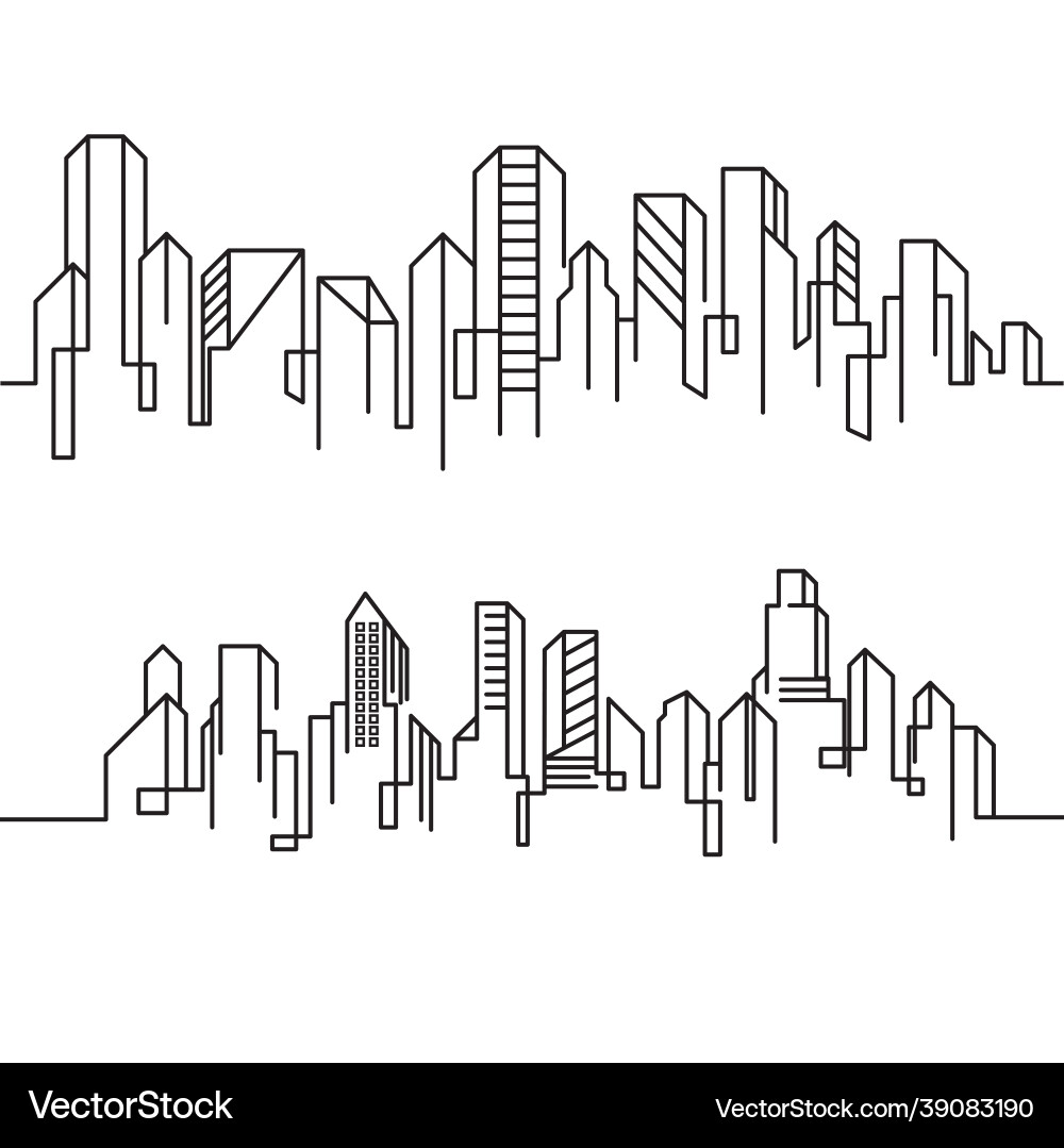 City building line art template Royalty Free Vector Image