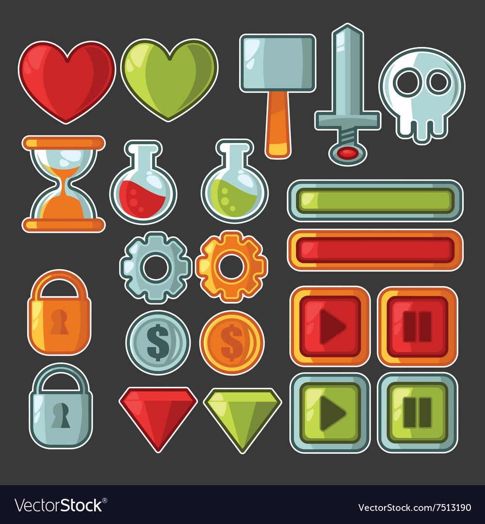 Game design objects Royalty Free Vector Image - VectorStock
