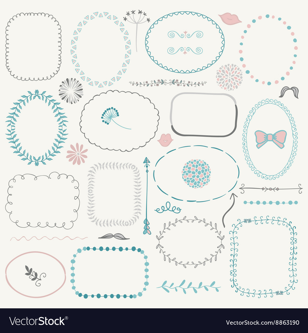 Hand sketched rustic frames borders Royalty Free Vector