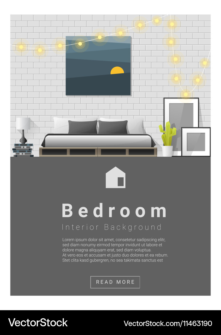 Interior design modern bedroom banner 1 Royalty Free Vector