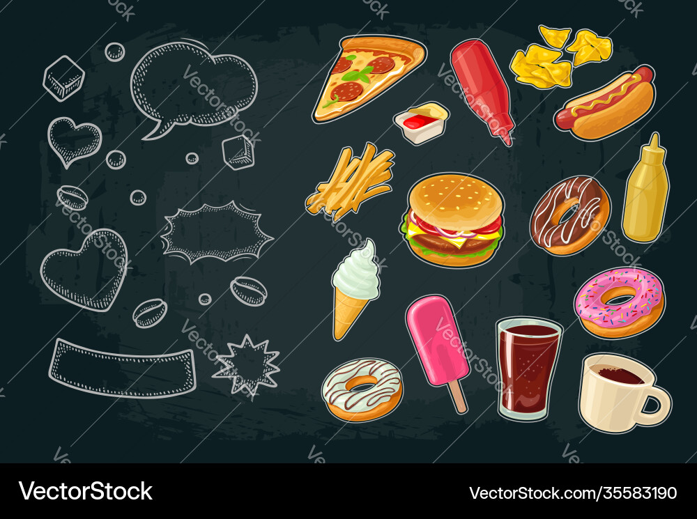Poster fast food color flat Royalty Free Vector Image
