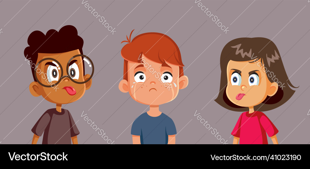 School kids bullying a classmate making him cry Vector Image