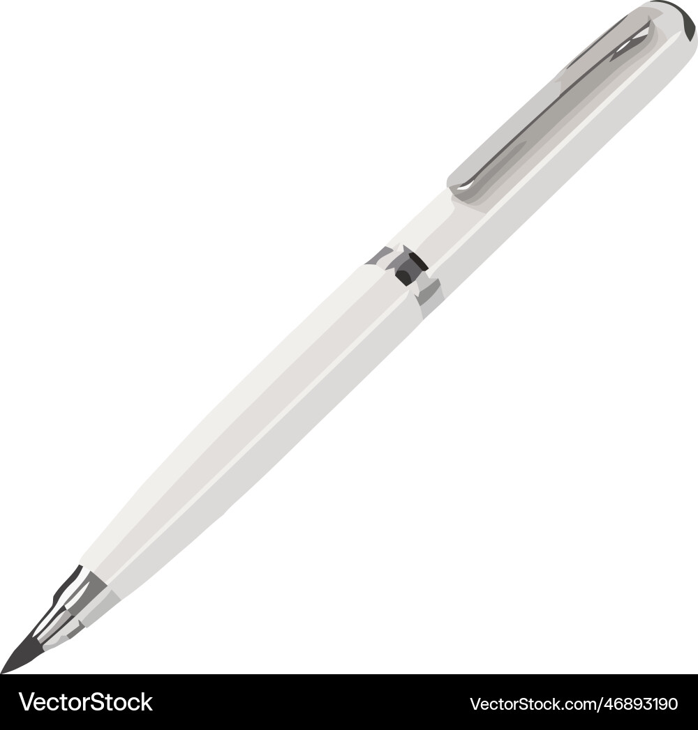 Sharp nib on ballpoint pen writes signature Vector Image