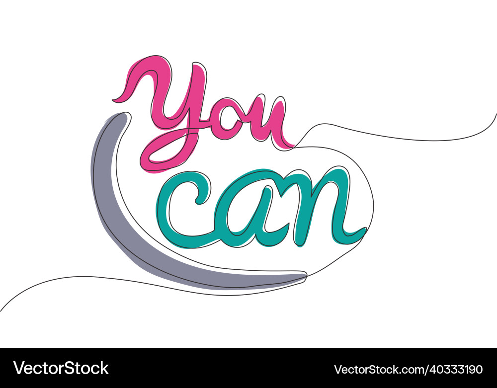 Single continuous line drawing of motivational Vector Image