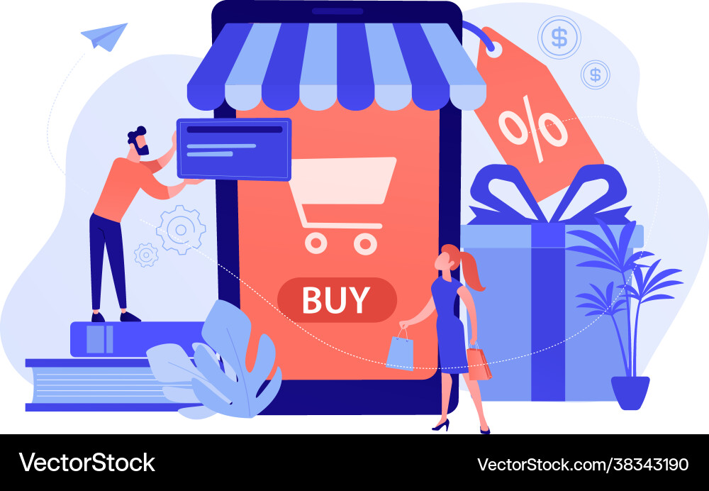 Smart retail in city concept Royalty Free Vector Image