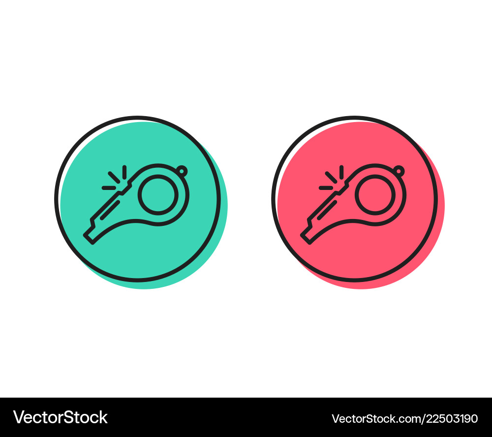 Whistle line icon kick-off sign Royalty Free Vector Image