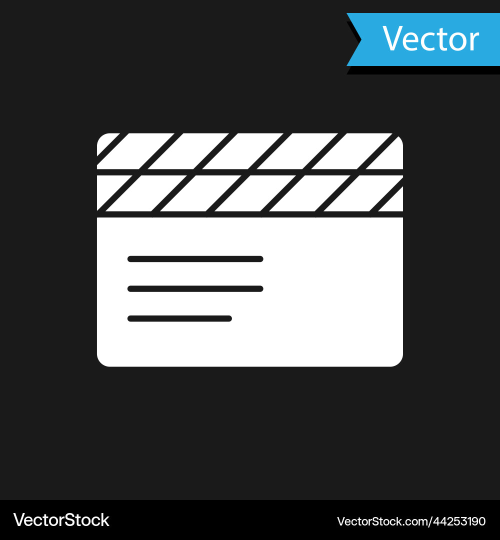 White movie clapper icon isolated on black Vector Image