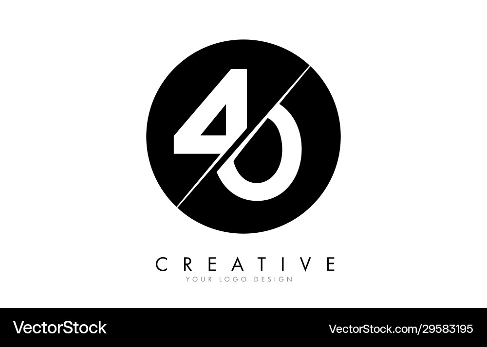 40 4 0 number logo design with a creative cut Vector Image