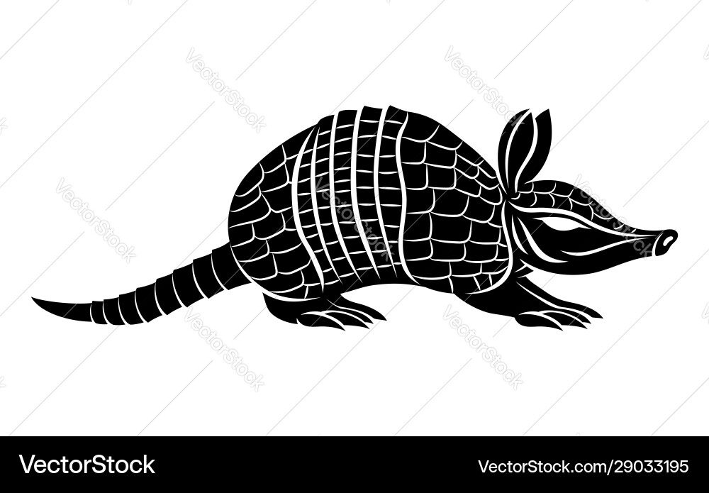 Animal armadillo black sign Royalty Free Vector Image