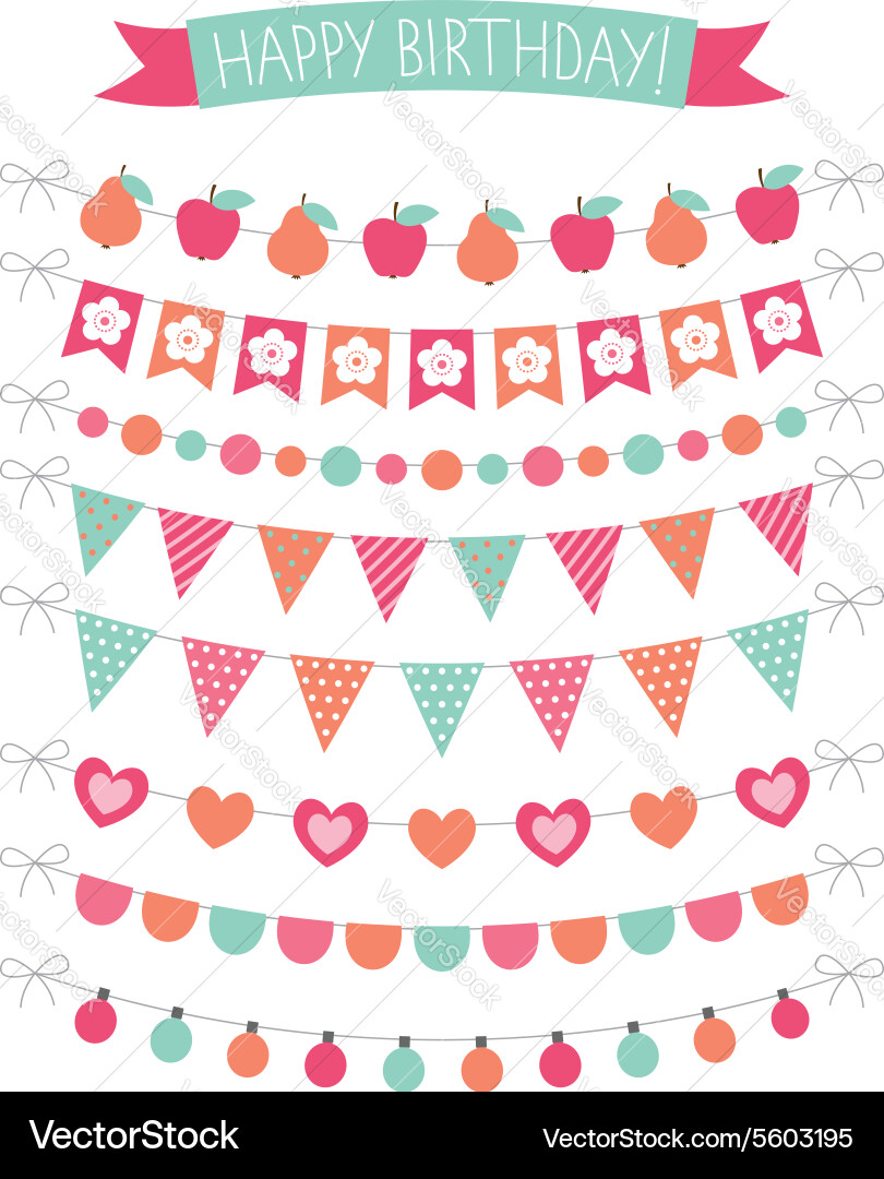 Birthday party decoration set Royalty Free Vector Image