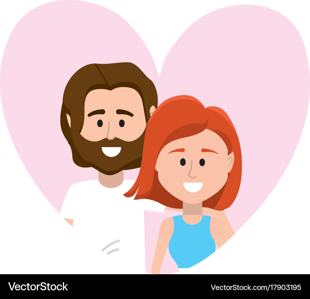 Couple together inside heart design Royalty Free Vector