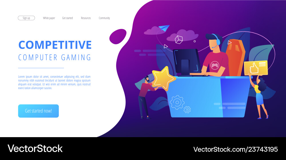 E-sport concept landing page Royalty Free Vector Image
