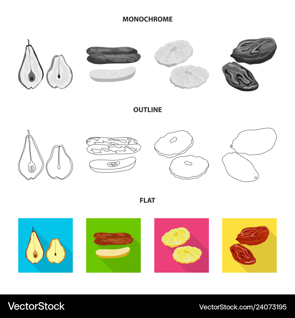 Food and raw icon set Royalty Free Vector Image