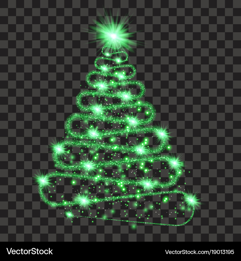 Green particle wave in form christmas tree Vector Image