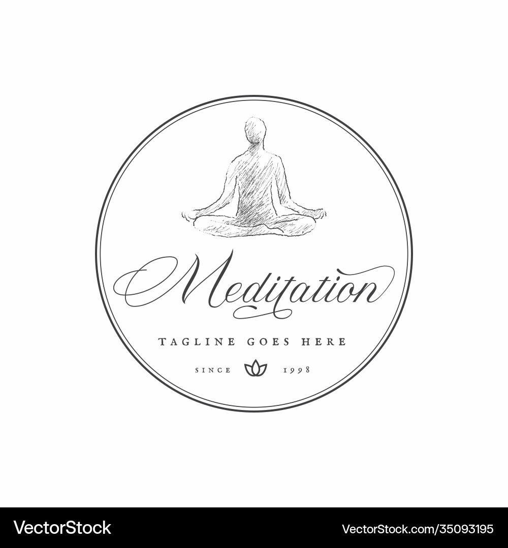 Hand drawn human meditation circle emblem Vector Image
