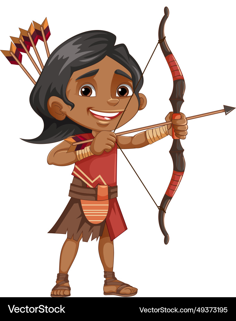 Native american tribe kid archer Royalty Free Vector Image