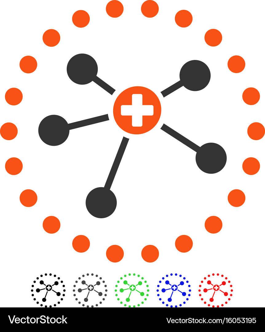 Rounded medical connections flat icon Royalty Free Vector
