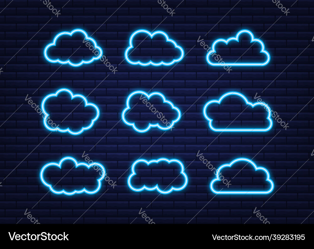 Set of blue sky clouds cloud icon shape Royalty Free Vector