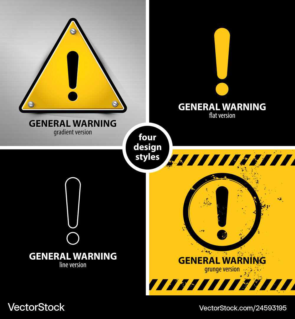 Set of general warning symbols Royalty Free Vector Image