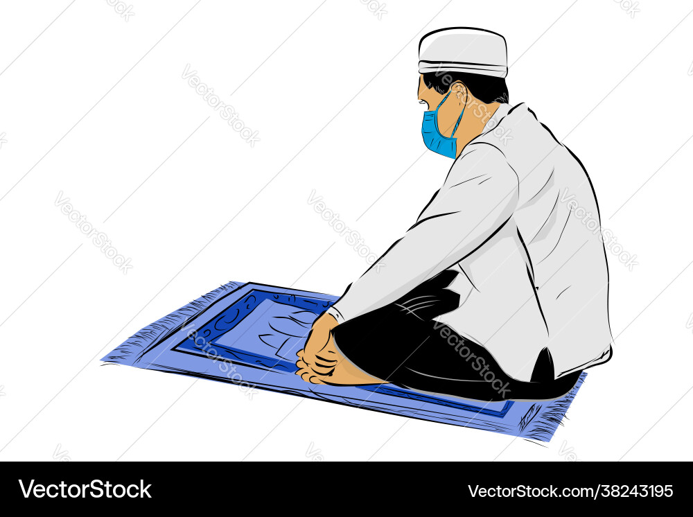 Simple hand draw sketch muslim or islam man using Vector Image