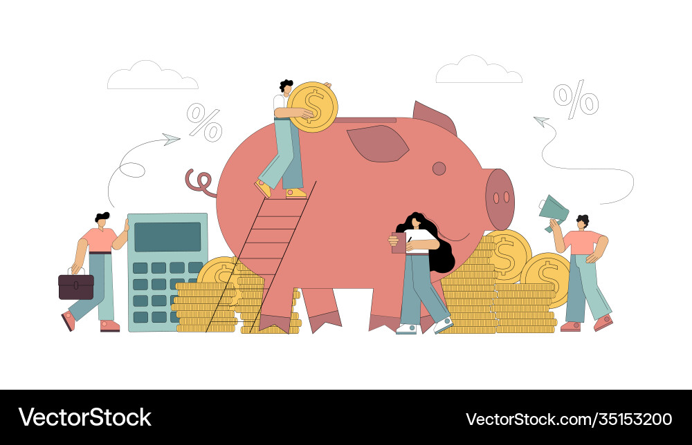 Accumulation money people flat put money Vector Image