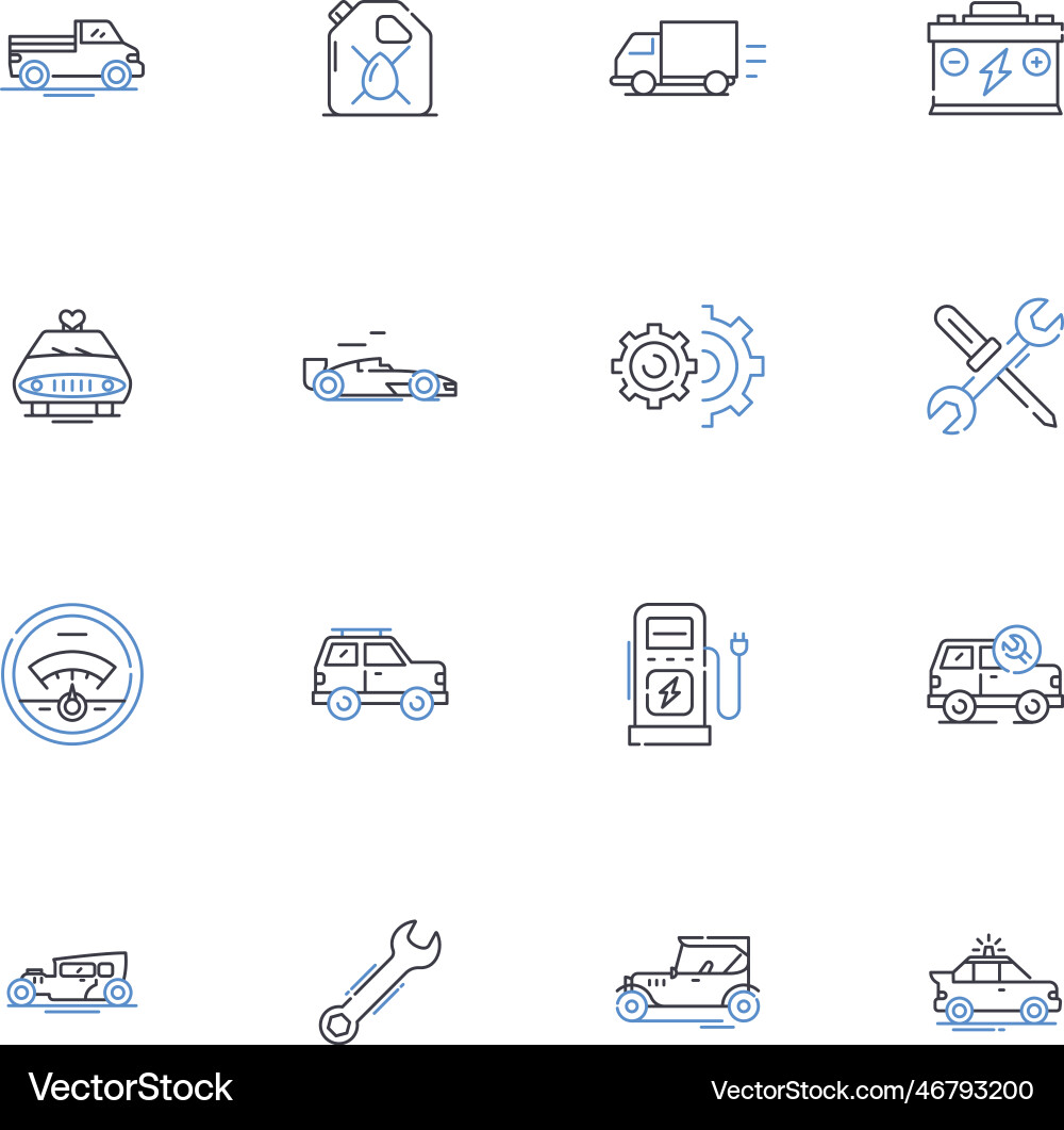 Auto checkup line icons collection inspection Vector Image