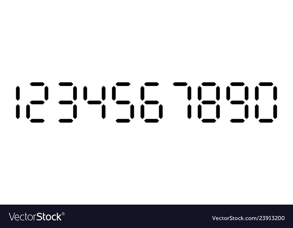 Black digital numbers seven-segment display Vector Image